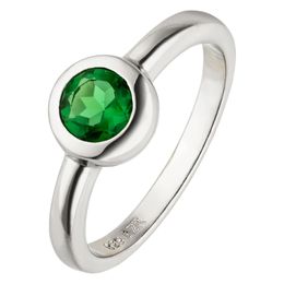 Jobo Damen Fingerring, 54, Silber 925 (Sterlingsilber), silber, Silber 925 (Sterlingsilber), Fingerringe, 925 Silber mit Zirkonia gr&uuml;n