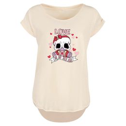 F4NT4STIC T-Shirt 'Anti Valentinstag LOVE is in the air' Damen Gr&ouml;&szlig;e 4XL sand / flieder / rot / wei&szlig;