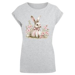 F4NT4STIC Shirt 'Niedlicher Osterhase mit Blumen' female Grey size L