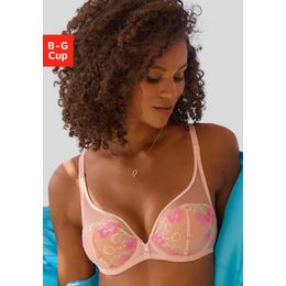 Vivance Damen B&uuml;gel-BH, Gr. 90, pink, Netz, Obermaterial: 80% Polyamid, 15% Elasthan, 5% Polyester, BHs, mit neonfarbener Stickerei am Cup, Dessous