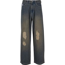Bequeme Jeans Karl Kani "Karl Kani OG Distress Relaxed Baggy", Damen, Gr. 30, Normalgr&ouml;&szlig;en, dunkelblau, 64% Baumwolle, 19% Polyester, 17% Viskose, unifarben, Jeans