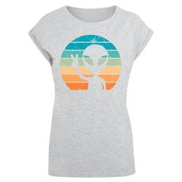 F4NT4STIC T-Shirt 'Alien Piece Sonnenuntergang' Damen Gr&ouml;&szlig;e 5XL grau / mischfarben