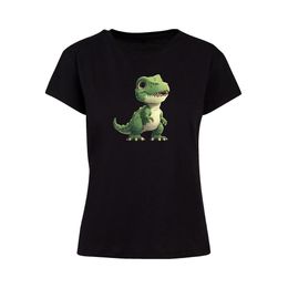 F4NT4STIC T-Shirt 'S&uuml;&szlig;er gr&uuml;ner Dino' Damen Gr&ouml;&szlig;e 5XL hellgelb / gr&uuml;n / schwarz