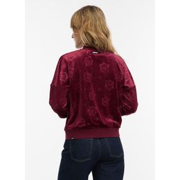 Ragwear Damen Sweatjacke "DORON VELVET", rot, Gr. XXL, gemustert, Samt, Obermaterial: 94% Polyester, 6% Elasthan, Sweatjacken, weiche Samt Optik