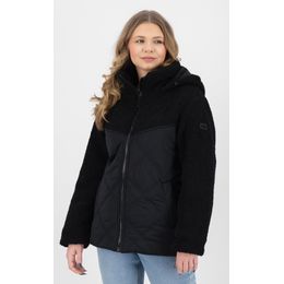 LPO Damen Steppjacke "XAVIA WMN", schwarz, Gr. 44, 100% Polyester, Jacken, hochgeschlossener Kragen mit Sherpa-Fleece