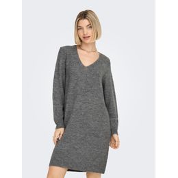 Jacqueline de Yong JDY Damen Strickkleid "JDYELANORA L/S V-NECK DRESS KNT NOOS", grau, Gr. XS, meliert, unifarben, Feinstrick, Obermaterial: 74% Polyacryl, 20% Nylon,