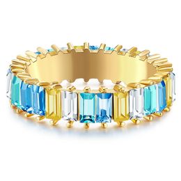 YOKOAMII Damen Fingerring "Y109", 52, 2,6mm, gelb, Fingerringe, Ring gelbgold Kristall bunt