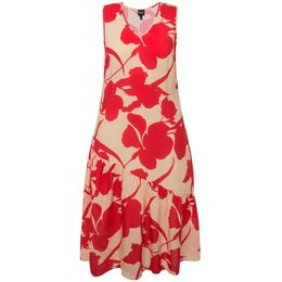 Ulla Popken Kleid Damen Gr&ouml;&szlig;e 42/44 beige / rot