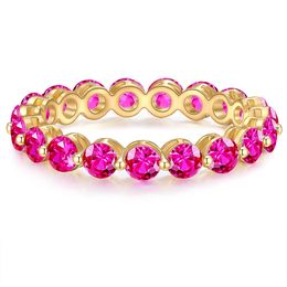 YOKOAMII Damen Fingerring "Y130", 50, 3,1mm, gelb, Fingerringe, Ring gelbgold Kristall rosa