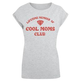 F4NT4STIC T-Shirt 'Mothers Day Cool Moms Club Membership Trendy Motherhood' Damen Gr&ouml;&szlig;e M hellgrau / rot