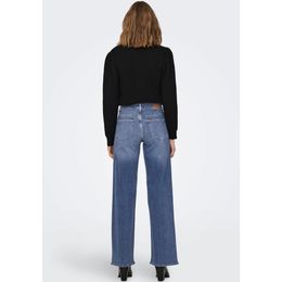 Only Damen High-waist-Jeans "ONLMADISON BLUSH HW WIDE DNM CRO372 NOOS", blau, Gr. XS, Denim/Jeans, Obermaterial: 92% Baumwolle, 6% Elastomultiester,