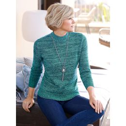 Classic Basics Damen Stehkragenpullover "Pullover", blau, Gr. 40, meliert, 77% Polyacryl, 23% Polyester, Pullover