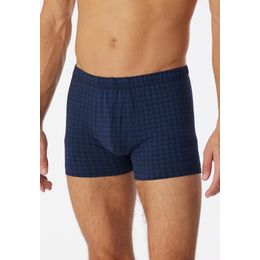 Schiesser Herren Boxershorts "Cotton Casual", Gr. 7, blau, Single Jersey, Obermaterial: 95% Baumwolle, 5% Elasthan, Unterhosen, ohne Eingriff, kariert