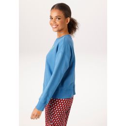 Aniston CASUAL Damen Sweatshirtblau, apfelgr&uuml;n, Gr. 44, unifarben mit Farbeinsatz, angeraute Sweatware, Obermaterial: 100% Baumwolle, Sweatshirts,