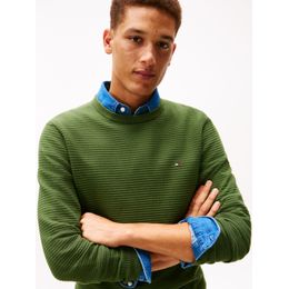 Tommy Hilfiger Herren Rundhalspullover "SEASONAL STRUCTURE"mountain pine, Gr. M, Strick, Obermaterial: 100% Baumwolle, Pullover, mit Struktur,