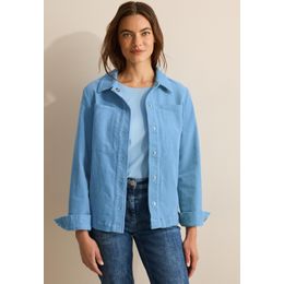Cecil Damen Cordjacke, blau, Gr. L, unifarben, Web, Obermaterial: 99% Baumwolle, 1% Elasthan; Futter: 100% Polyester, Jacken, aus Baumwolle mit