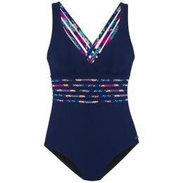 Lascana Badeanzug Damen Gr&ouml;&szlig;e M navy / t&uuml;rkis / kobaltblau / neonpink