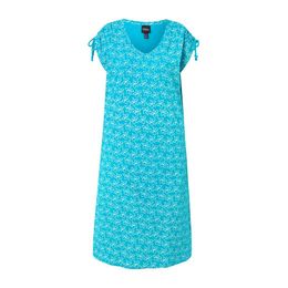 Ulla Popken Kleid Damen Gr&ouml;&szlig;e 42/44 blau / wei&szlig; Winterkleid