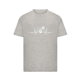 F4NT4STIC T-Shirt 'Heartbeat Dog Love' Jungen Gr&ouml;&szlig;e 134/140 grau / offwhite
