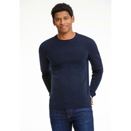 Rundhalspullover LINDBERGH, Herren, Gr. L, navy, Strick, Obermaterial: 52% Viskose, 26% Polyester, 22% Polyamid, unifarben, regular fit h&uuml;ftbedeckend, Rundhals, Flachstrickb&uuml;ndchen, Pullover Rundhalspullover, im klassischem Design, mit Viskose
