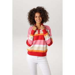 Aniston CASUAL Damen Strickpullover, bunt, Gr. 46, gemustert, geringelt, Feinstrick, Obermaterial: 50% Viskose, 28% Polyester, 22% Polyamid,