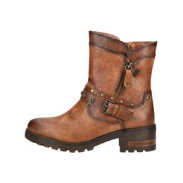 Mustang Shoes Damen Bikerboots "Mustang Shoes Stiefelette Lederimitat", Gr. 38cognac, Lederimitat, Schuhe