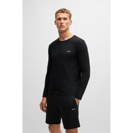 BOSS Herren Langarmshirt "Mix&Match LS-Shirt R", Gr. XXL, schwarz, Single Jersey, Obermaterial: 95% Baumwolle, 5% Elasthan, unifarben, Shirts, mit