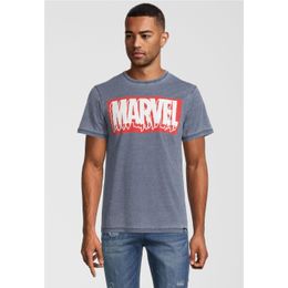 Recovered Damen T-Shirt "Marvel Slime Logo Vintage", blau, Gr. S, bedruckt, 60% Polyester, 40% Baumwolle, Shirts, mit Marvel Logoprint