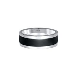 Kuzzoi Herren Silberring "Herren Bandring Emaille Casual 925 Silber", 60mm, ohne Stein, Silber 925 (Sterlingsilber), 8mm, silber, Silber 925