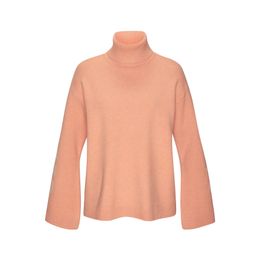 ELBSAND Damen Rollkragenpullover, Gr. 32, orange, Strick, Obermaterial: 50% Viskose, 28% Polyester, 22% Nylon, meliert, unifarben, Pullover, aus