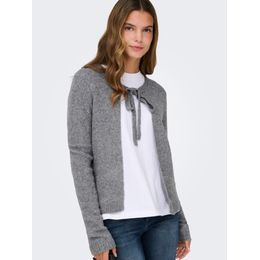 Only Damen Strickjacke "ONLJESSIE LS ONE STRING CARDIGA KNT", grau, Gr. M, unifarben, Strick, Obermaterial: 35% Polyester, 30% Nylon, 25% Polyacryl,