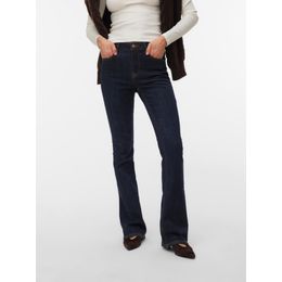 V&eacute;ro Moda VERO MODA Damen Bootcut-Jeans "VMFLASH MR FLARED JEANS LI3190 NOOS"dunkelblau denim detail:rinse, Gr. XS, unifarben, Denim/Jeans, Obermaterial: 91%