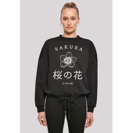 F4NT4STIC Damen Sweatshirt "Kirschbl&uuml;ten Golden Gai", schwarz, Gr. S, Obermaterial: 65% Baumwolle, 35% Polyester, Sweatshirts, Print