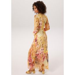 Aniston CASUAL Damen Wickelkleidgelb, apricot, rosa, moosgr&uuml;n, orange, oliv, braun, marine, wei&szlig;, beere, taupe, Gr. 44, bedruckt, gebl&uuml;mt, Jersey,