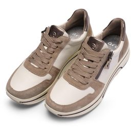 Ara Damen Sneaker "SAPPORO", Gr. 4,5creme, beige, Glattleder, Veloursleder, Schuhe, Freizeitschuh, Halbschuh, Schn&uuml;rschuh in Komfortweite H = sehr