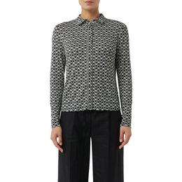 comma, COMMA Damen Hemdbluse, schwarz, Gr. 42, bedruckt, Jersey, Obermaterial: 95% Viskose, 5% Elasthan, Blusen, mit All-Over Print