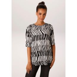Aniston CASUAL Damen Schlupfblusewei&szlig;, schwarz, Gr. 36, gemustert, gestreift, Cr&ecirc;pe, Obermaterial: 100% Viskose, Blusen, mit extravagantem
