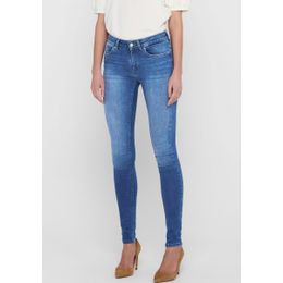 Only Damen Skinny-fit-Jeans "ONLBLUSH &ndash; Skinny Fit Jeans mit extra engem Schnitt", blau, Gr. M, Abriebeffekte, Denim/Jeans, Obermaterial: 92%
