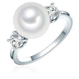 Perlenring Rafaela Donata "RD432" Gr. 50, silber (wei&szlig;), Fingerringe, Damen, 50, Perlen, 9,8mm, Perlenring, Ring Sterling Silber Muschelkernperle wei&szlig; Zirkonia wei&szlig;