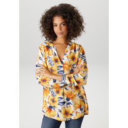 Aniston CASUAL Damen Schlupfbluse, bunt, Gr. 44, bedruckt, gebl&uuml;mt, Web, Obermaterial: 100% Viskose, Blusen, mit farbharmonischen, gro&szlig;fl&auml;chigen