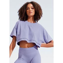 Lascana Damen Kurzarmshirt, lila, Gr. XL, unifarben, Single Jersey, Obermaterial: 95% Baumwolle, 5% Elasthan, Shirts, T-Shirt, weite Form mit