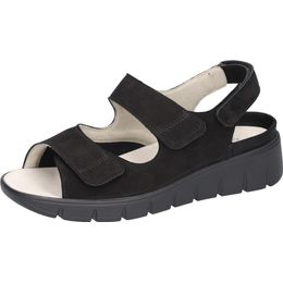 Waldl&auml;ufer WALDL&Auml;UFER Damen Plateausandale, Gr. 5,5, schwarz, Nubukleder, Textil, unifarben, Schuhe, Klettschuh, Sommerschuh, Komfortschuh, Klettverschl&uuml;sse,