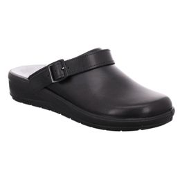 Rohde Damen Clog "CATANIA", Gr. 42schwarz, Leder, Schuhe, Hausschuh, Schlappen, Clog, Homeslipper mit Plateausohle