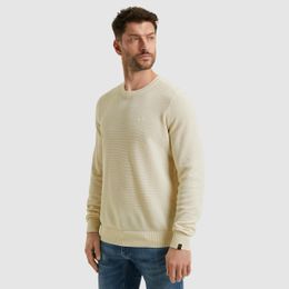 PME-Legend PME LEGEND Herren Rundhalspullover, beige, Gr. XL, unifarben, Web, Obermaterial: 50% Baumwolle, 50% Modal, Pullover, mit Logo Stickerei