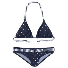 s.Oliver M&auml;dchen Triangel-Bikini "Audrey Kids", blau, Gr. 122, gebl&uuml;mt, gestreift, Polyamid, Bikini-Sets, im Punkte-Streifen-Mix