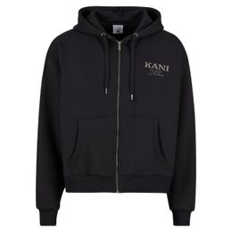 Sweatjacke Karl Kani "Karl Kani Karl Kani Retro Rhinestone Boxy Full Zip Hoodie", Herren, Gr. L, schwarz, 80% Baumwolle, 20% Polyester, Sweatjacken Sweatjacke