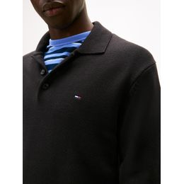 Tommy Jeans Herren Polokragenpullover "TJM ESSENTIAL POLO"schwarz, Gr. L, Strick, Obermaterial: 100% Baumwolle, Pullover, slim fit, Feinstrick