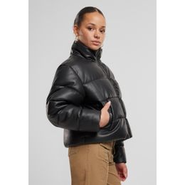 Karl Kani Damen Winterjacke "Karl Kani Karl Kani Serif Crop PU Puffer Jacket", schwarz, Gr. S, unifarben, 100% Polyurethan, Jacken