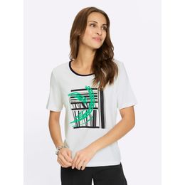 Inspirationen Damen Rundhalsshirt "Kurzarm-Shirt", wei&szlig;, Gr. 44, bedruckt, gemustert, mehrfarbig, metallic, 95% Viskose, 5% Elasthan, Shirts