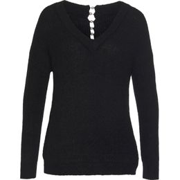 Lascana Damen V-Ausschnitt-Pullover schwarz Gr&ouml;&szlig;e 36/38